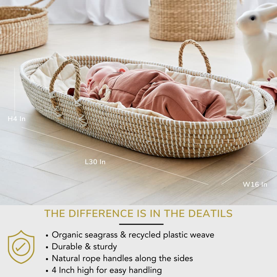 BEBE BASK Premium Nursery Bundle - Matching Baby Changing Basket & Baby Diaper Caddy Organizer - Handmade & Organic