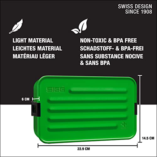SIGG - Metal Lunch Box - With Food Separator - Dishwasher & Microwave Safe, Leakproof, BPA Free - Aluminum - Plus Green L