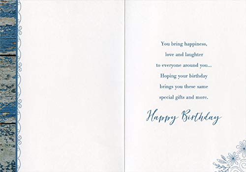 Designer Greetings 5 Daisies and Wooden Heart Birthday Card for Stepmom