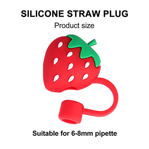 BESTOYARD 2pcs Silicone Straws Tips Covers Strawberry Shaped Straw Plug Compatible with Stanley Straw Drinking Beverages Accessories