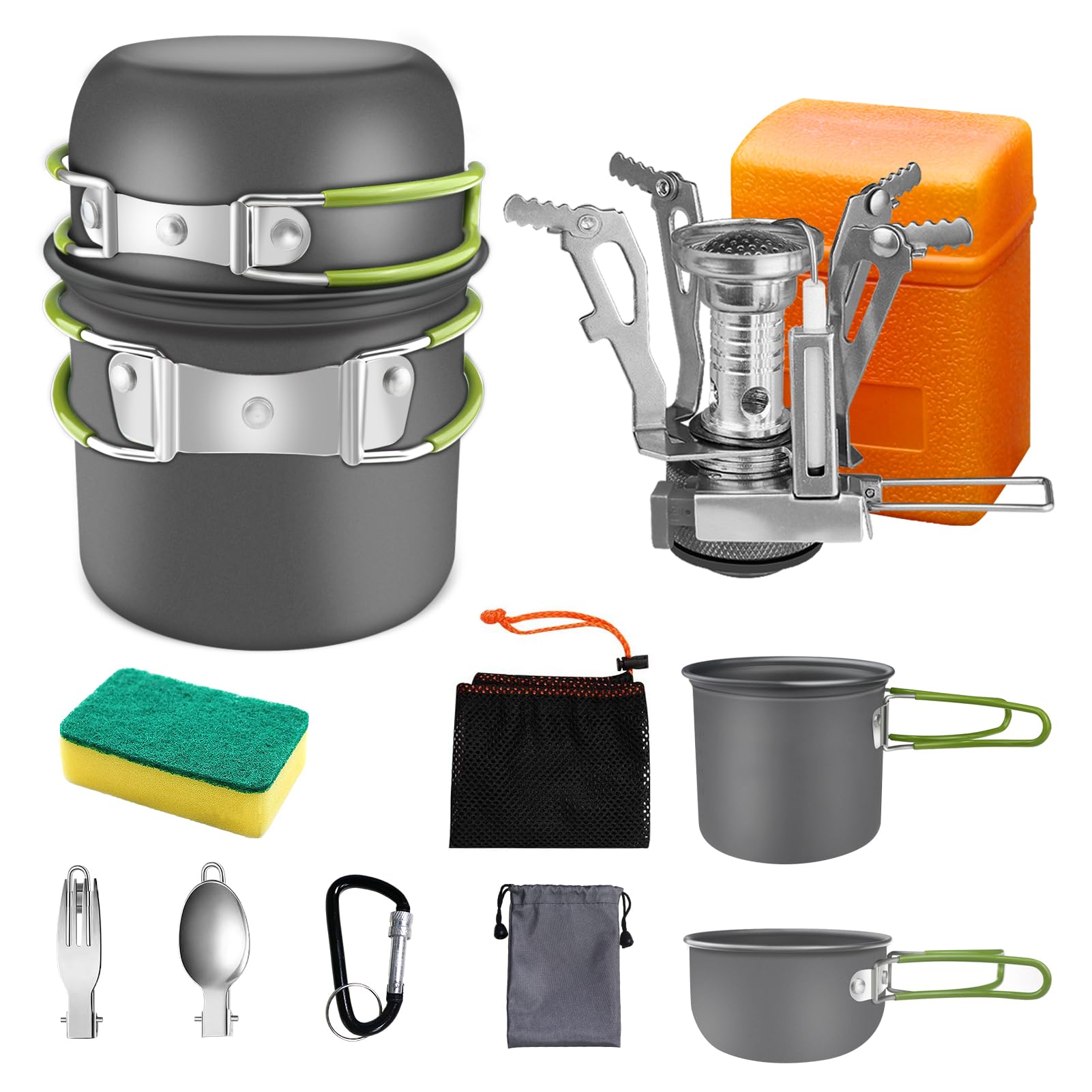 AUTOPkio Camping Cooking Set, Camping Cookware Mess Kit Pots and Pans Set with Portable Stove for Backpacking Picnic Outdoor