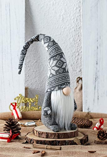 Funoasis Holiday Gnome Handmade Swedish Tomte, Christmas Elf Decoration Ornaments Thanks Giving Day Gifts Swedish Gnomes tomte (Grey Snowflake-19 Inches)