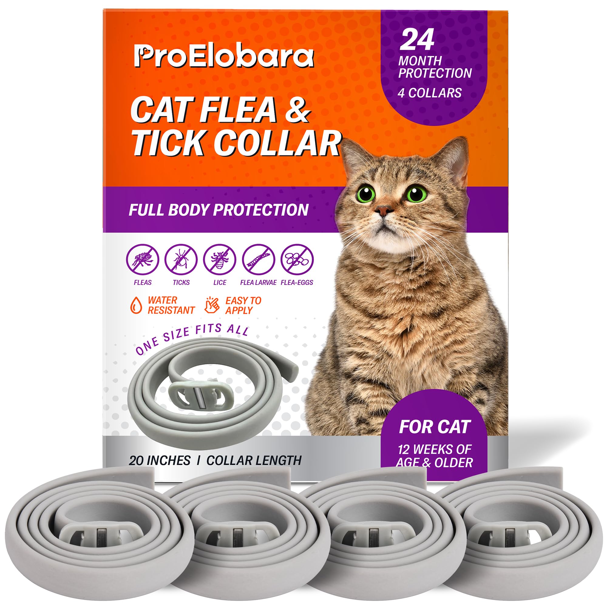 Cat Flea Tick Prevention Collar: Nature Flea Collar for Cats Fleas Repellent Collars - Safe Tick Prevention Collars for Cats Ticks Control for Kitten - 4 Pack 24 Month Protection