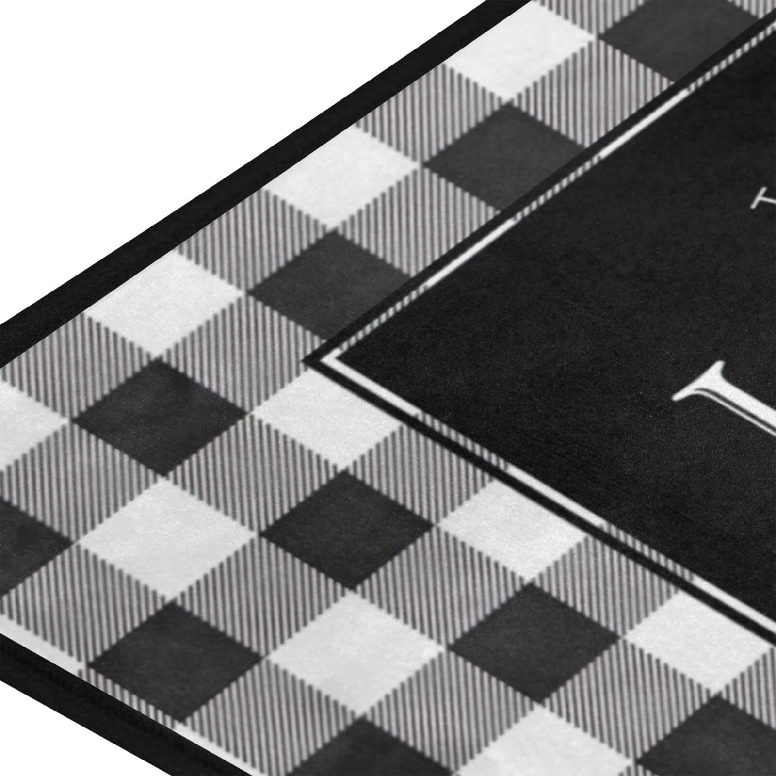 Black White Buffalo Plaid Laundry Room Rugs Sunflower Non Slip Laundry Mats Farmhouse Kitchen Floor Mat Bathroom Laundry Room Decor Accessories 39" X 20"