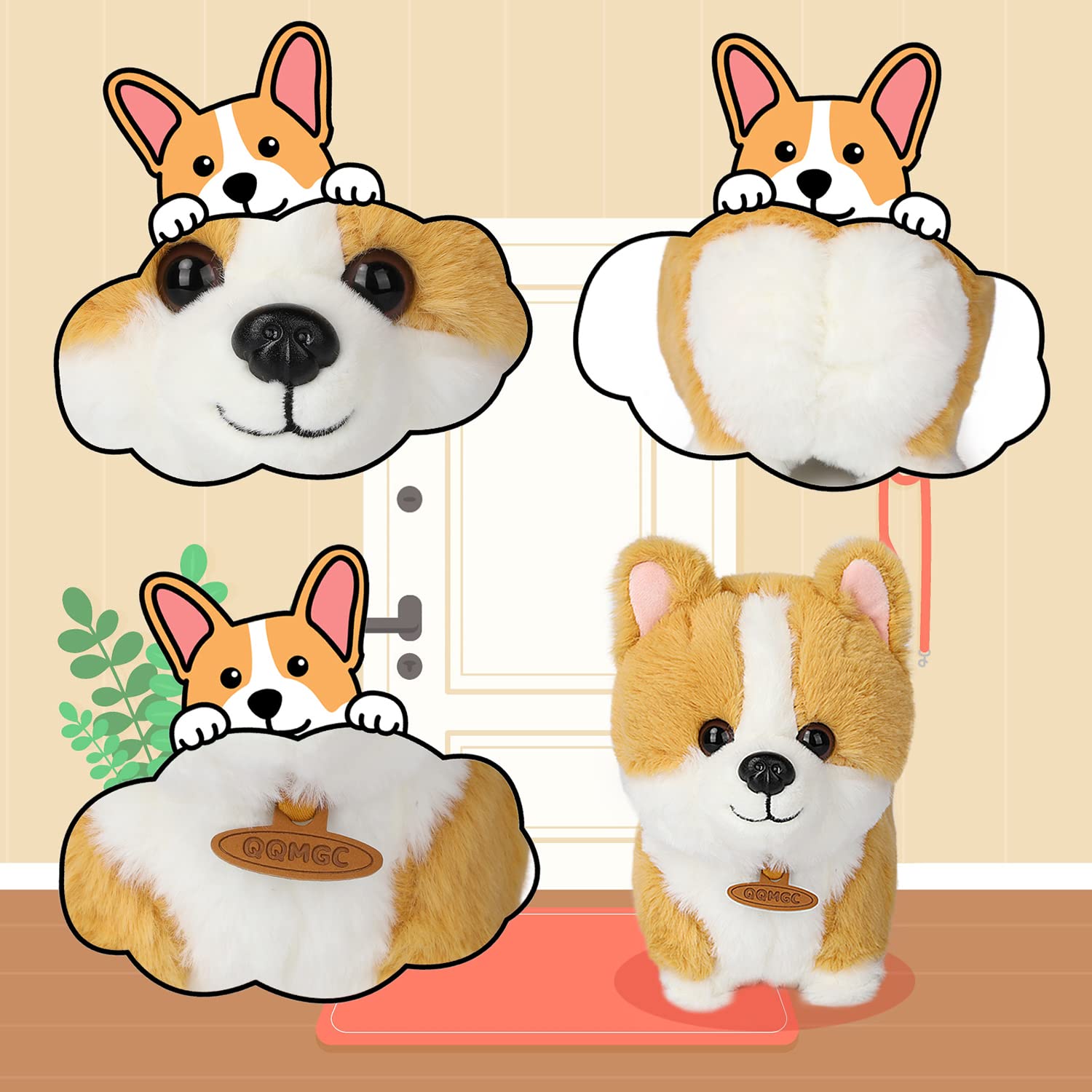 FITNISSFTW Plush Toy, Stuffed Animal Throw Plushie Pillow Doll, Soft Black and White Fluffy Friend Hugging Cushion - Cute Present for Every Age & Occasion (Corgi)