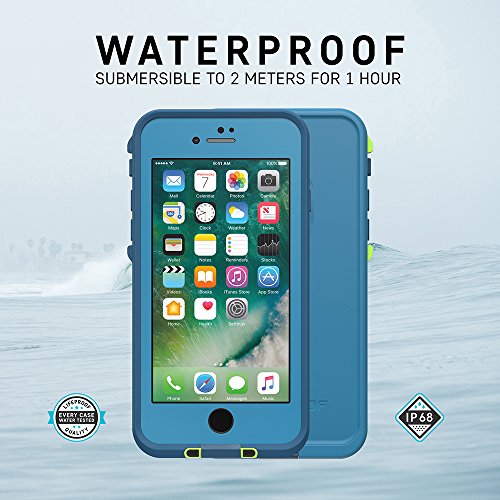 LifeProof iPhone SE (2nd gen - 2020) and iPhone 8/7 (NOT PLUS) FRĒ Series Case - NIGHT LITE (BLACK/LIME), waterproof IP68, built-in screen protector, port cover protection, snaps to MagSafe