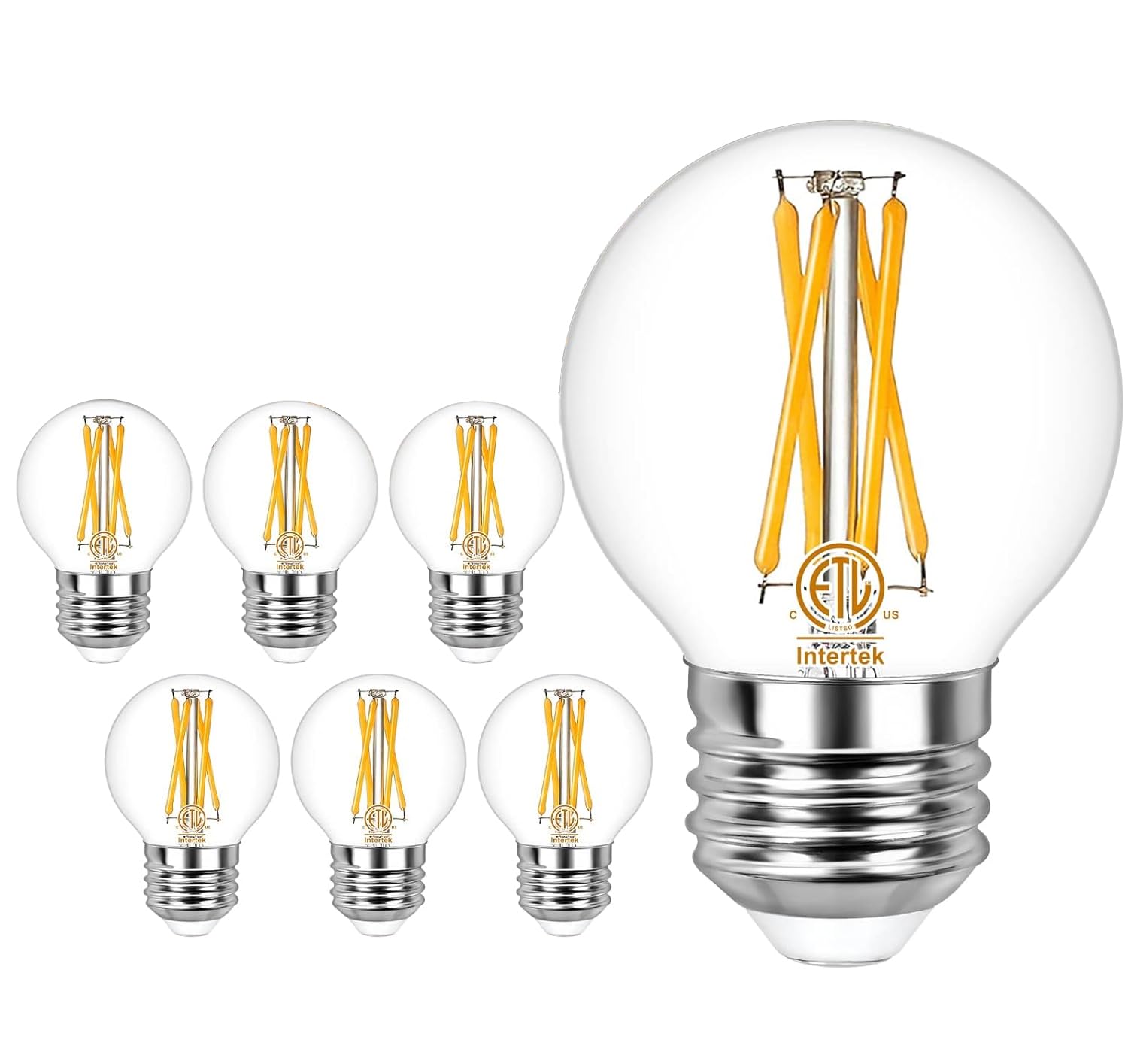 winshine E26 LED Edison Bulbs Dimmable, 3000K Soft White, G16.5 Small Light Bulb 40W Equivalent, 4W Decorative Globe Light Bulbs for Bathroom Vanity, Chandelier, Clear Glass, 120V, 400LM, 6 Pack