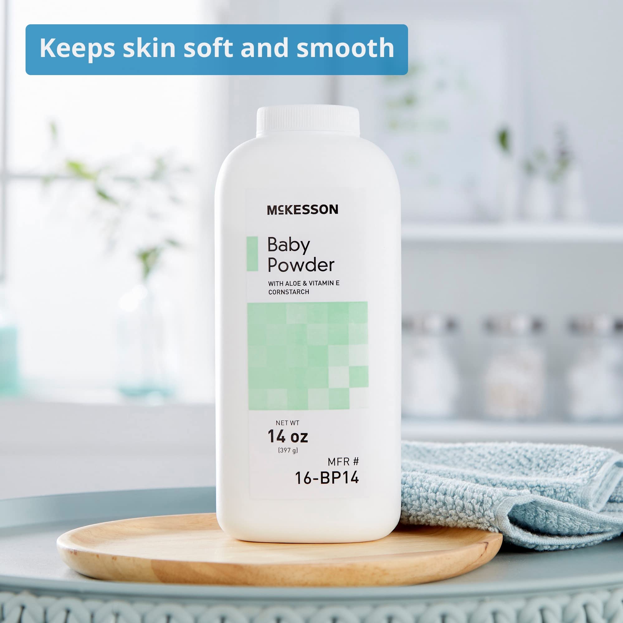 McKesson Baby Powder - Cornstarch, with Aloe and Vitamin E - Fresh Scent, 14 oz, 1 Count