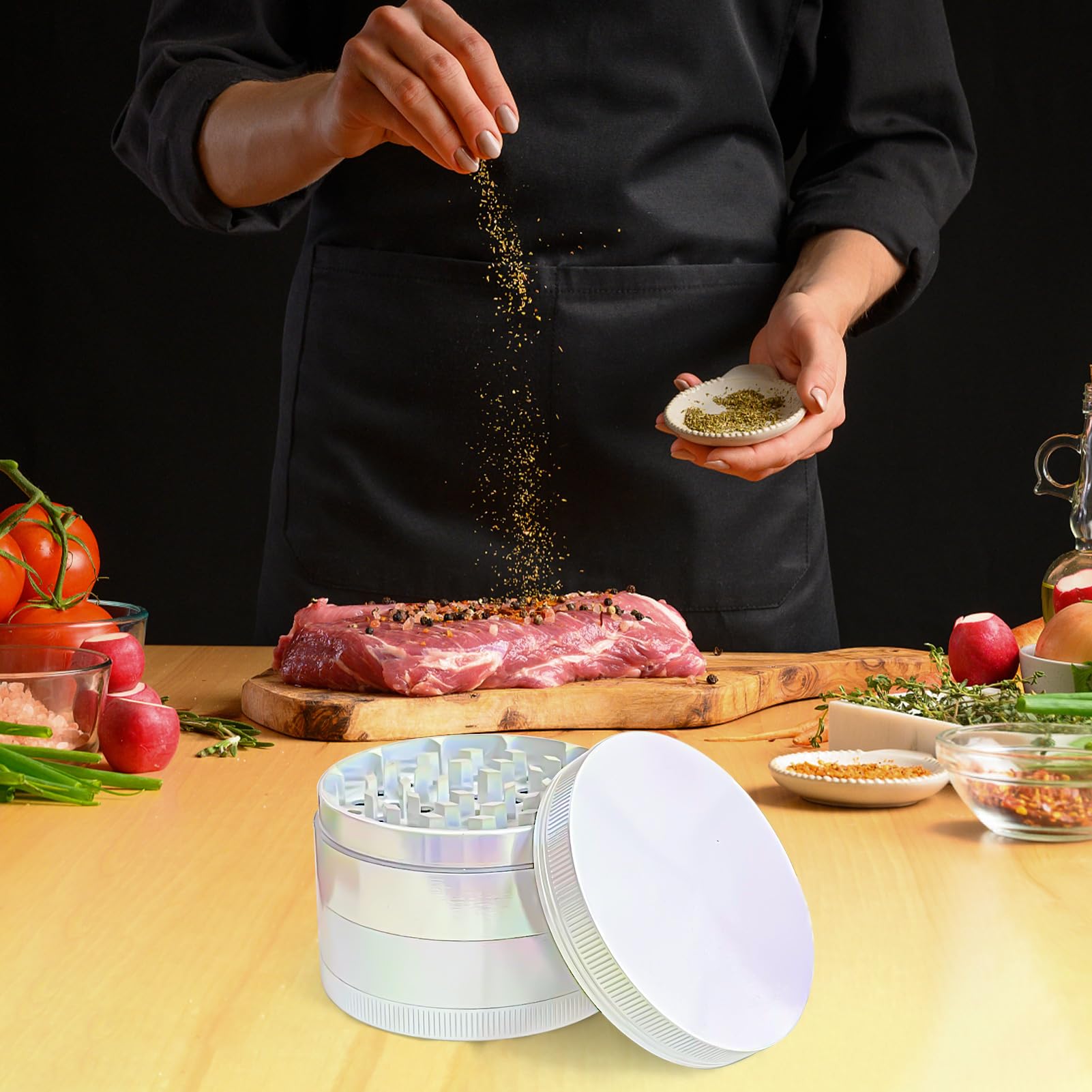 VICKYDGE 2.0 Inch Large Spice Grinder for Kitchen, White Rainbow