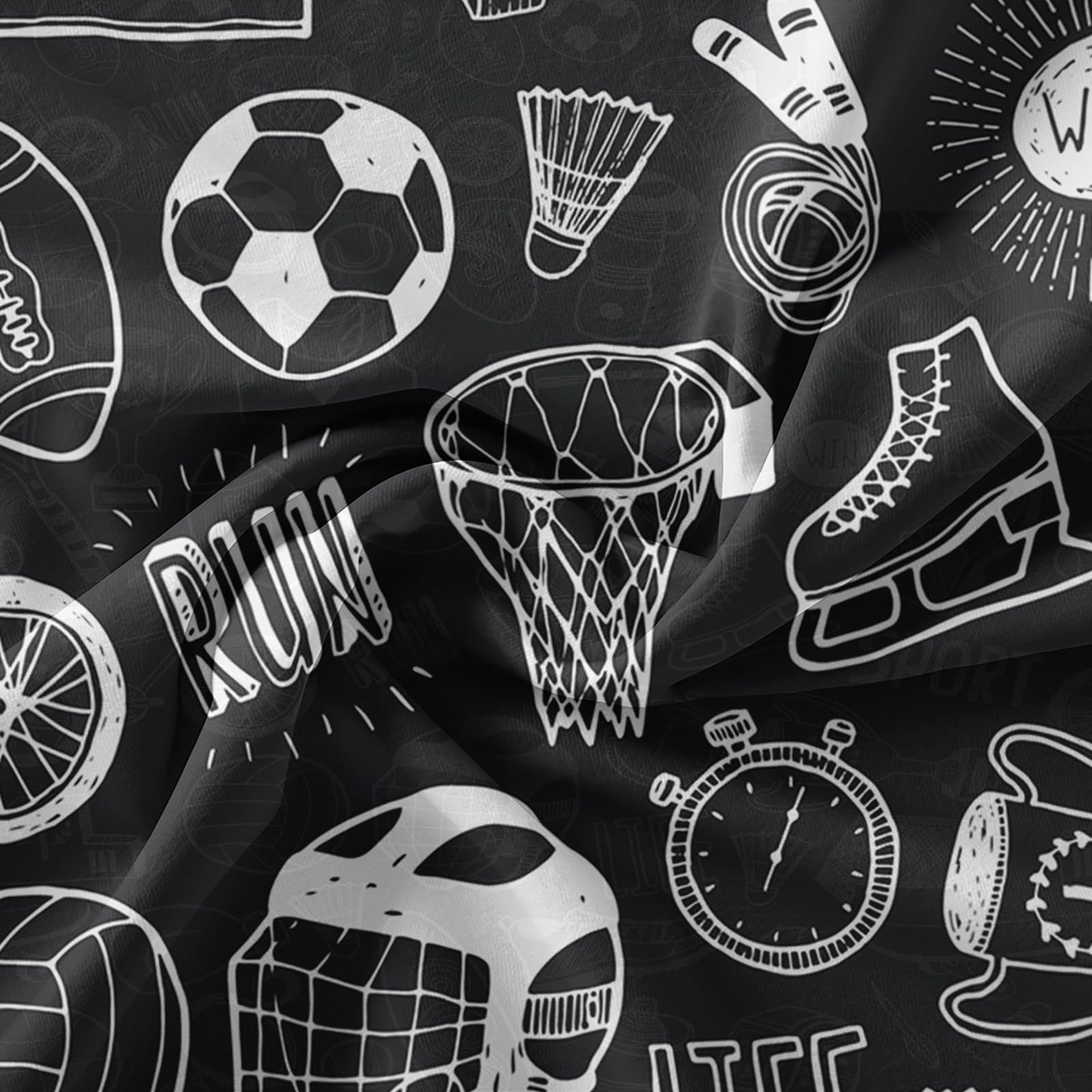 BSNTHO Sports Sheet Set Full Size 4 Piece, Boy Sheets for Girls Boys Kids Teens with 2 Pillowcases and 16" Deep Pocket, Hand-Drawn Style Bedding Set Microfiber Ultra Soft Skin Friendly