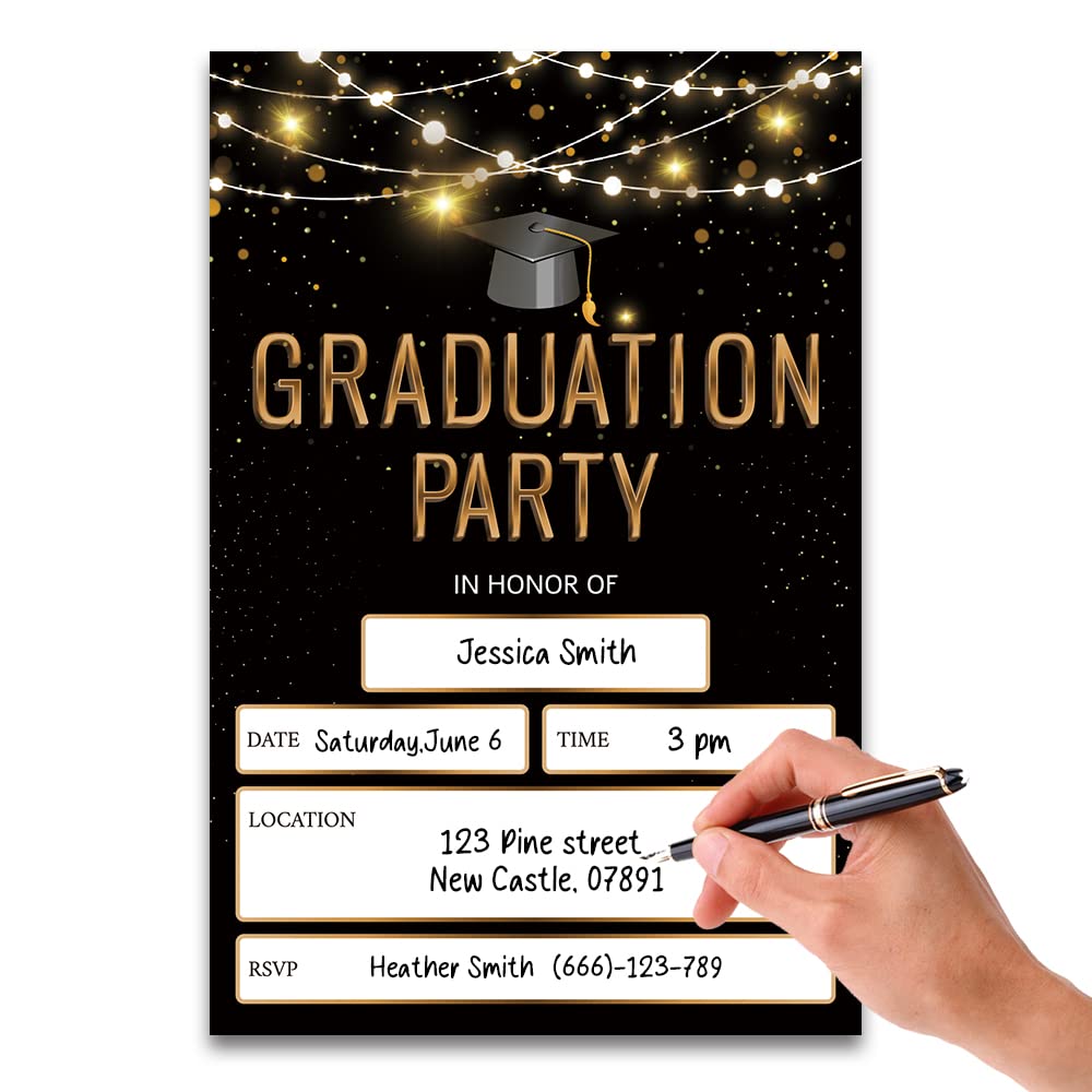 FujLoy 20 Cards with Envelopes, graduation party invitations 2024, 2024 College, High School, University Grad Celebration.(008)