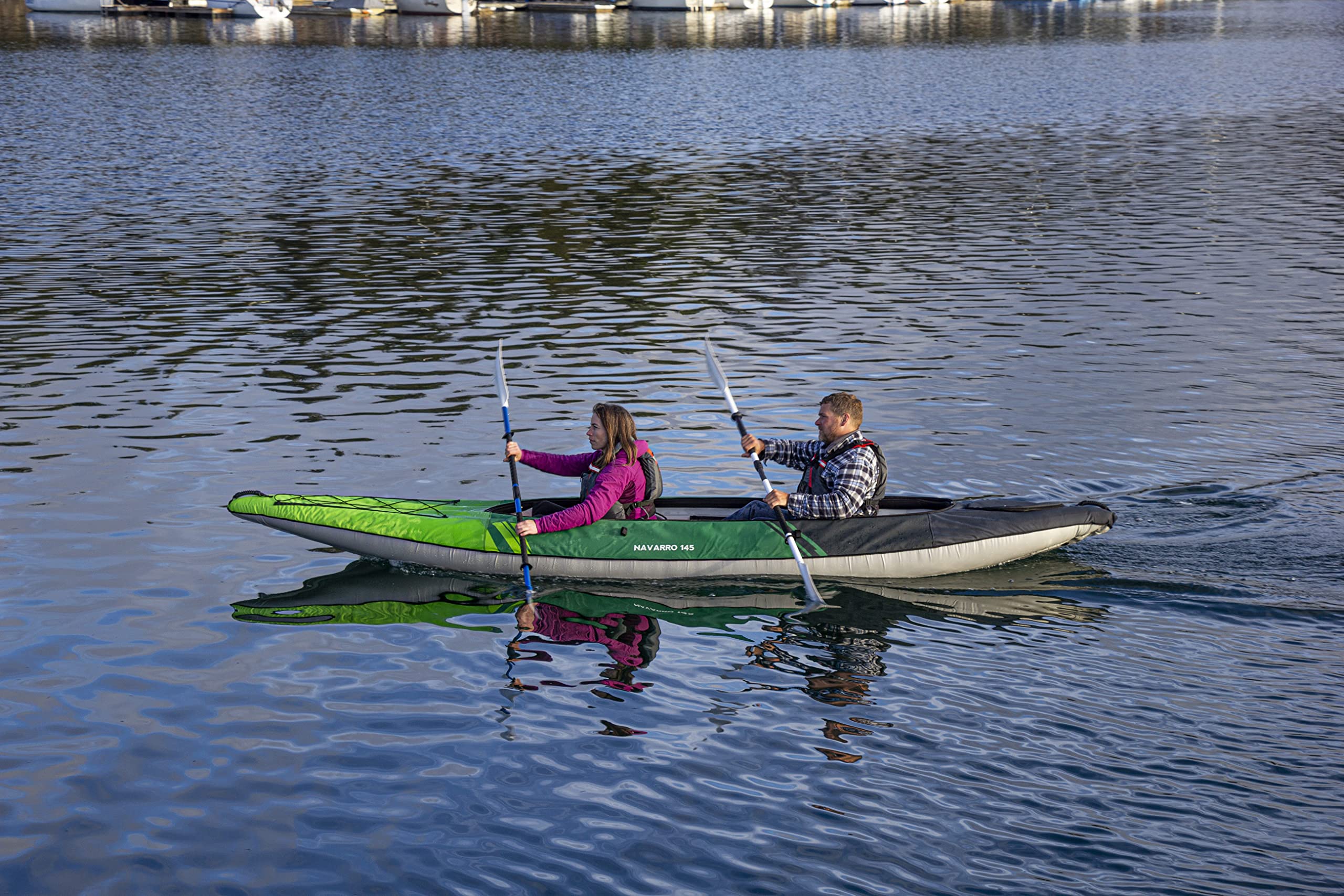 AQUAGLIDE Navarro 145 Convertible Inflatable Kayak with Drop Stitch Floor - 1-3 Person Touring Kayak Without Cover , Green