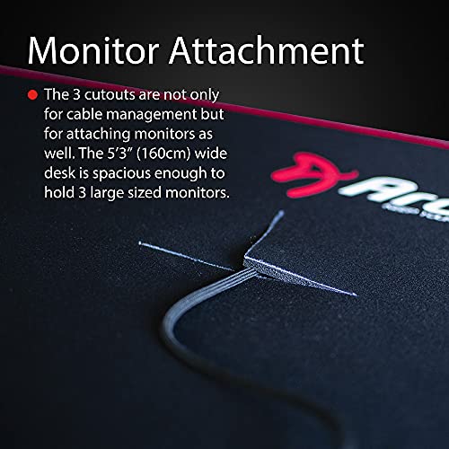 Arozzi Arena Ultrawide Curved Gaming and Office Desk with Full Surface Water Resistant Desk Mat Custom Monitor Mount Cable Management Cut Outs Under The Desk Cable Management Netting - Blue