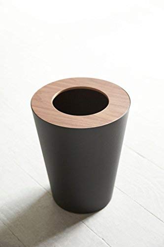 Red Co. Round Metal Modern Waste Basket, Trash Can Bin for Office or Bathroom, Black, 11-Inch