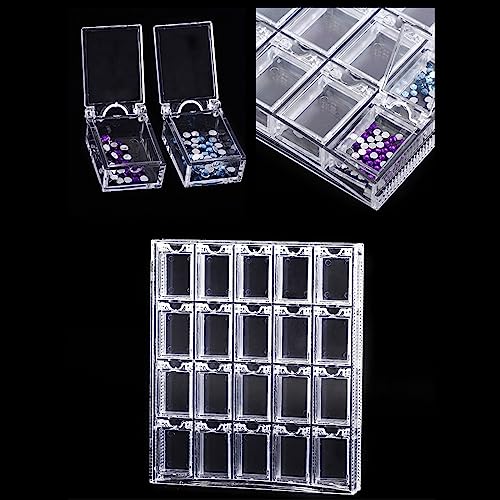 BELOWSYALER Storage Box,20 Grids Clear Storage Box for Jewelry Nail Rhinestone Beads Container Display Organizer Holder Multifunctional Boxes