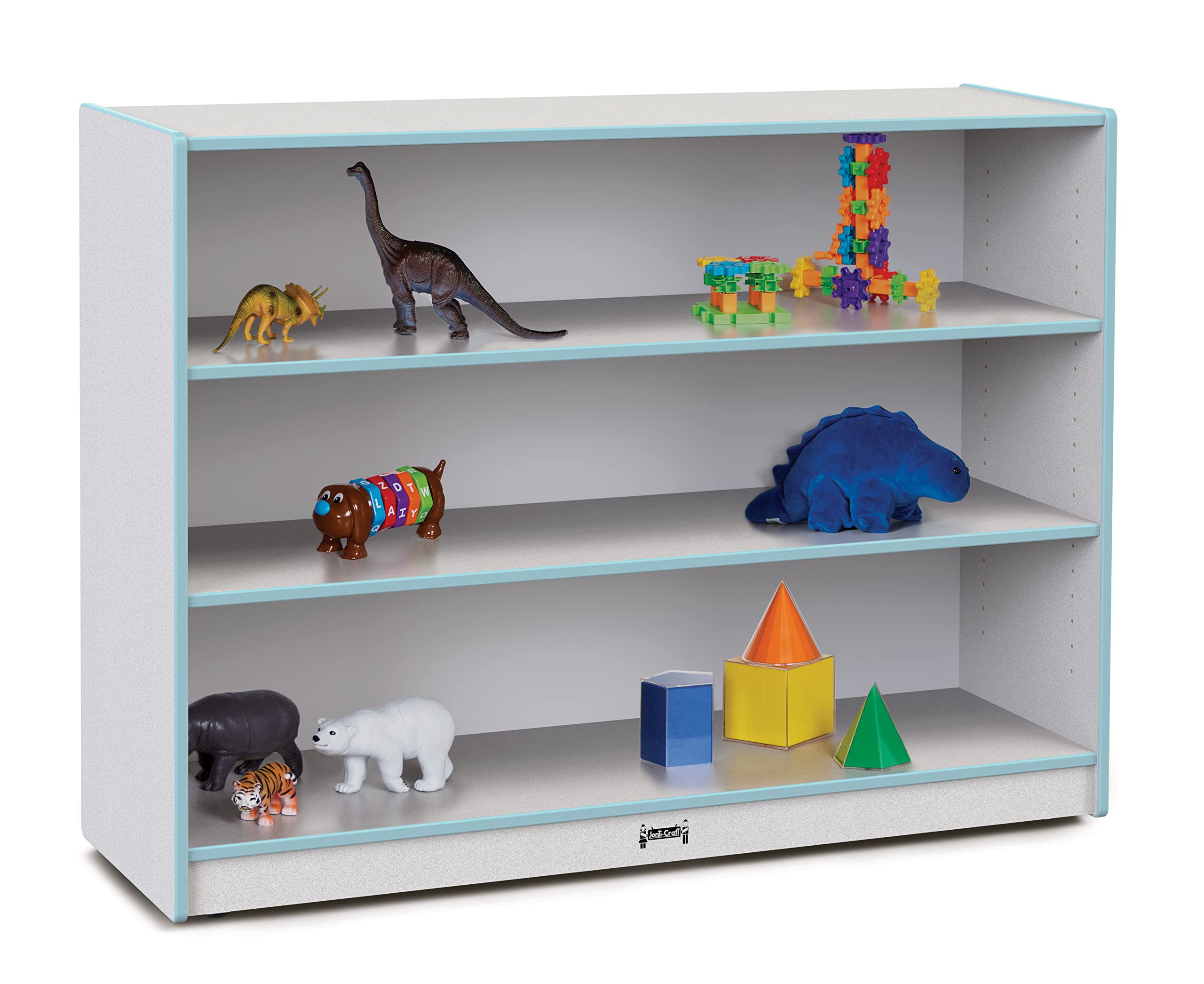 Jonti-Craft Rainbow Accents 26932JCWW131 Super-Sized Adjustable Mobile Straight-Shelf - Coastal Blue