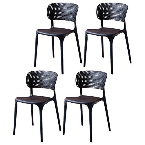 LITFAD Modern Indoor-Outdoor Plastic Dining Armchair Home Open Back Dining Chairs Set for 4 Simple Chairs for Dining Room Restaurant Office - Black Set of 4