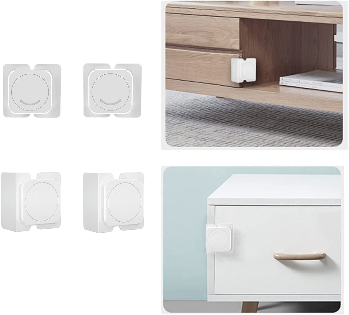 Cabinet Locks for Babies Baby Proofing Cabinet - YAWALL 4 Pack Invisible Latches Locks, Suitable for Cabinets, Drawer, Refrigerator and so on.