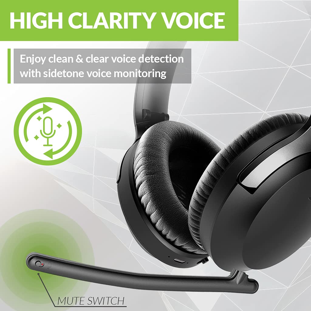 Avantree Aria 8090T Bluetooth 5.0 aptX HD Active Noise Cancelling Headphones with Mic, USB Adaper Dongle and Charging Stand for Calls & Music, Wireless Over Ear Headset for PC Computer Laptop PS4 PS5