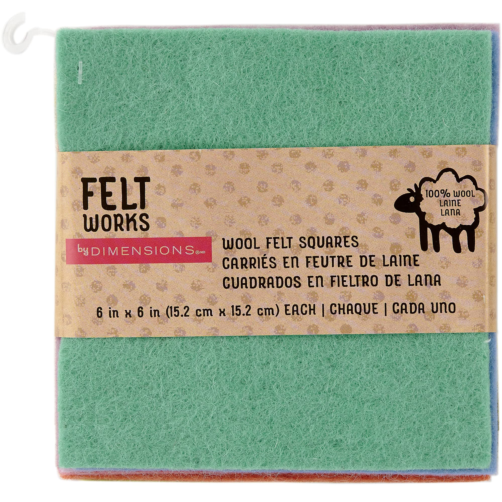 Wilton Feltworks Craft Squares, Rainbow Colors,, 6" x 6" Each (72-76398)