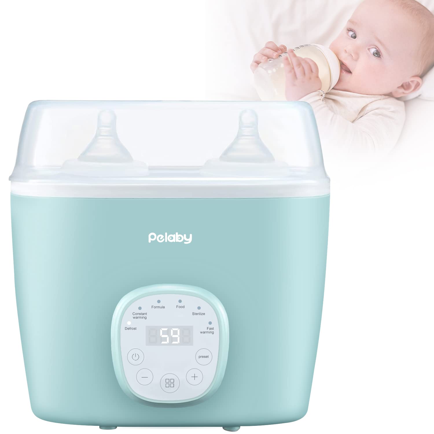 BEMISO Baby Bottle Warmer, 6-in-1 Bottle Warmer for Breastmilk or Formula with LCD Display Smart Temperature Control & Timer, Fast Baby Food Bottle Warmer & Defrost Without Any Losing Nutrition