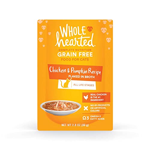 WholeHearted Grain Free Chicken & Pumpkin Recipe Flaked in Broth Wet Cat Food, 2.8 oz., Case of 12