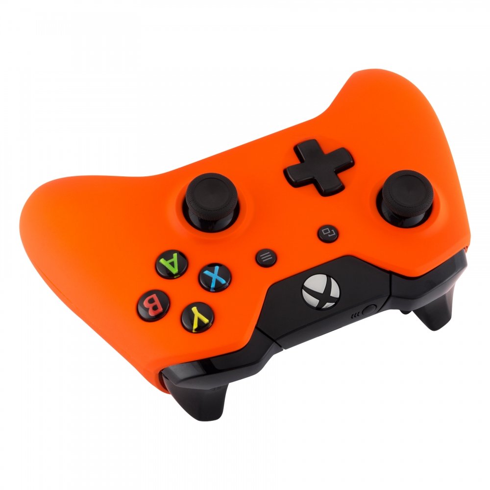 eXtremeRate Custom Design Unique Top Shell Case Front Housing Replacement Faceplate Kits for Xbox One Remote Controller Cover (Soft Touch Orange)