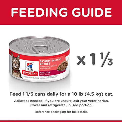 Hill's Science Diet Wet Cat Food, Adult, Savory Salmon Recipe, 5oz Cans, 24 Pack