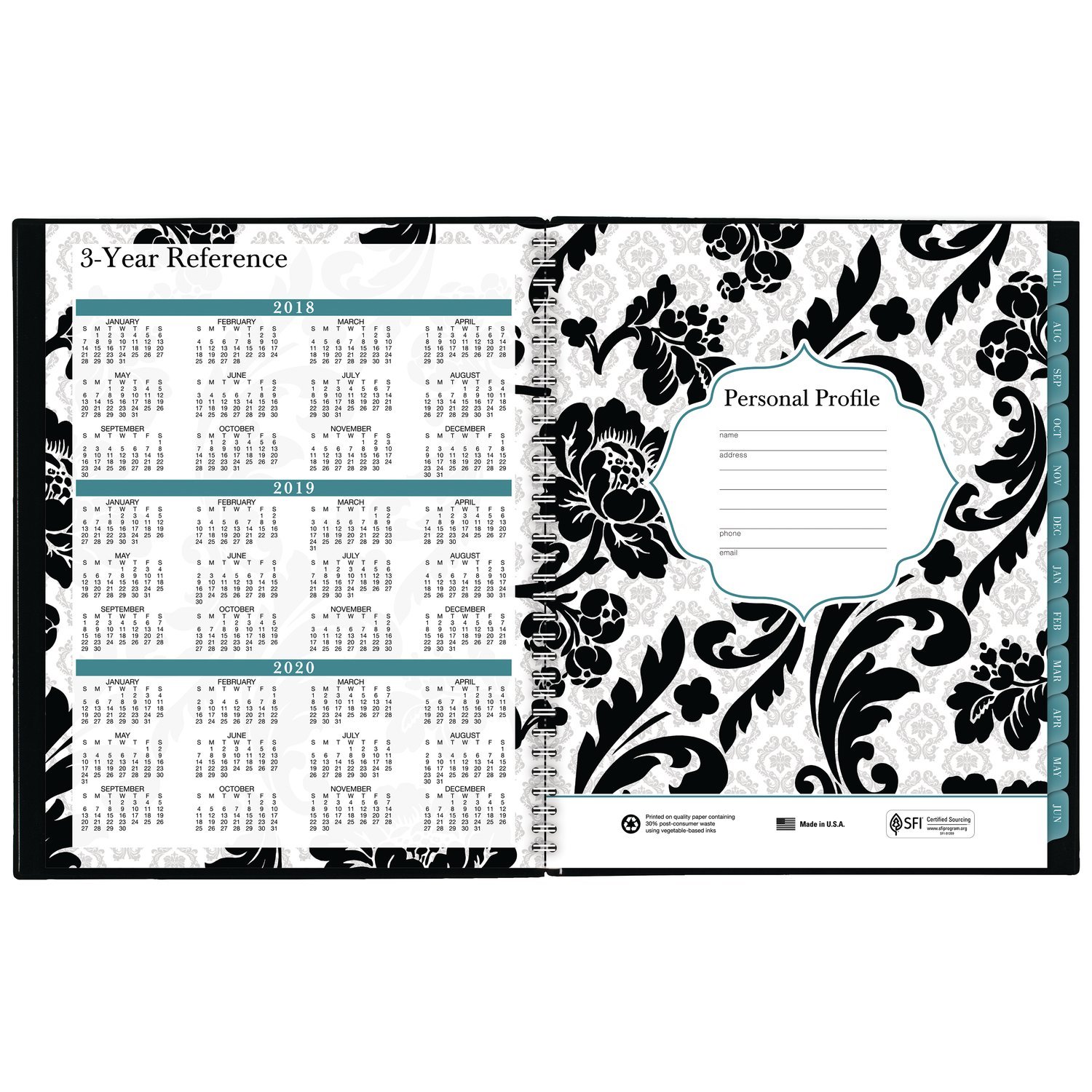 AT-A-GLANCE Academic Weekly / Monthly Planner / Appointment Book, July 2018 - June 2019, 8-1/2" x 11", Madrid, Black (793-905A-A8)