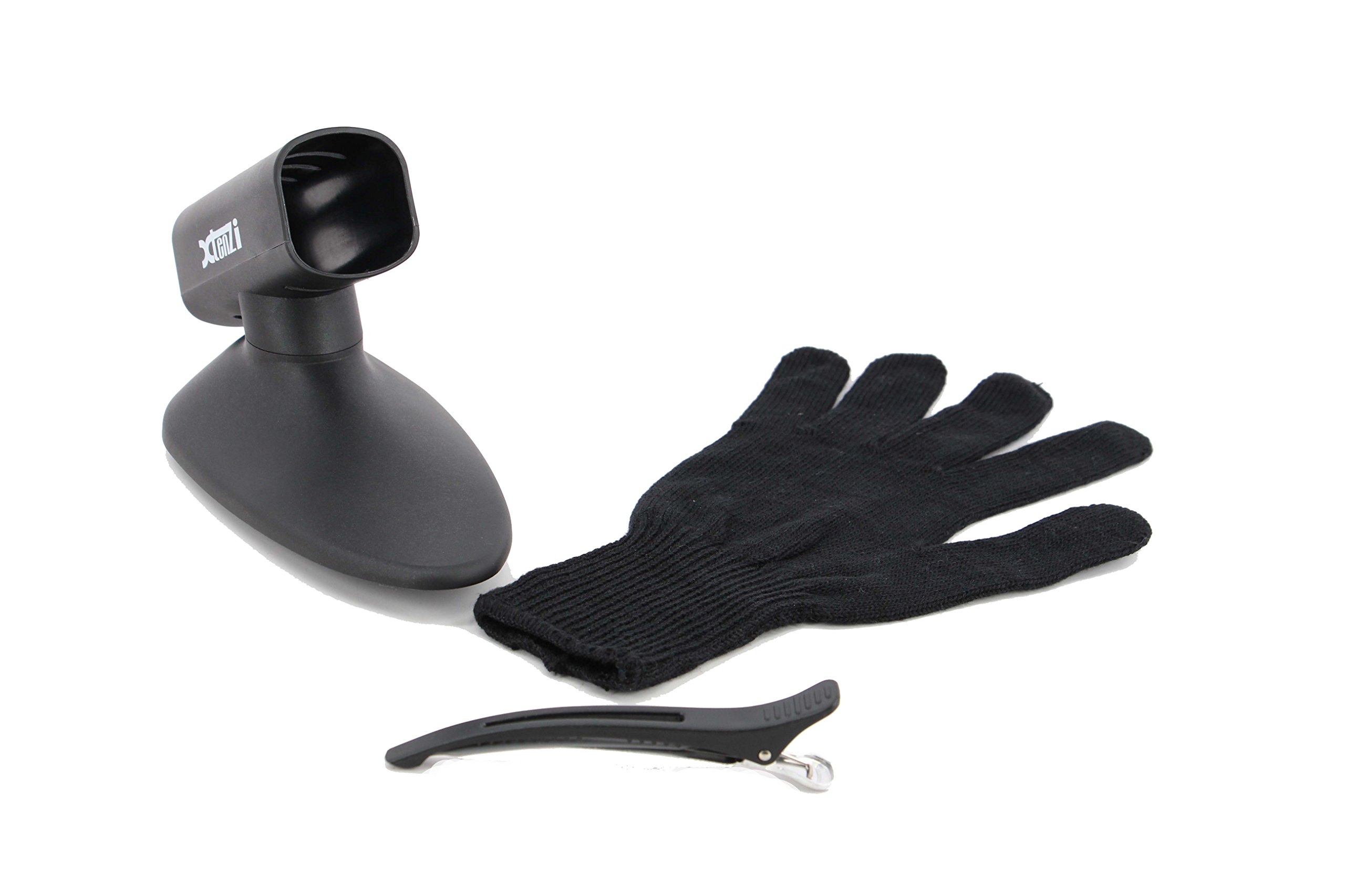 Xtenzi Wall Mount Flat Iron Holder, Heat Resistant Glove & Clip Bundle for Straightener Hair Styling Tools