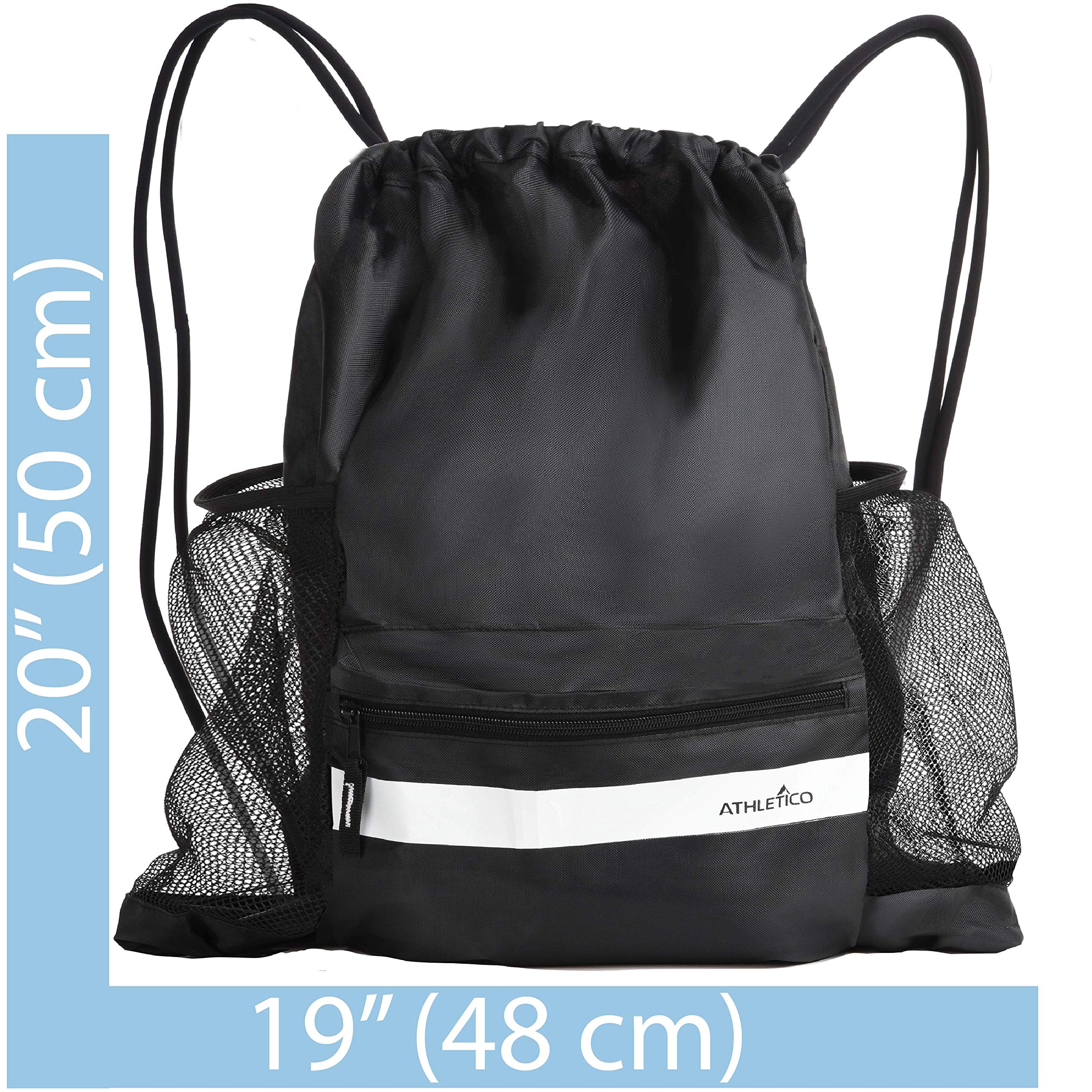 Athletico Drawstring Soccer Bag - Soccer Backpack Can Also Carry Baskeyball or Volleyball (Black)
