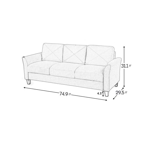 Harper & Bright Designs 2-Pieces Living Room Sofa Set with 3-Seat Couch, Single Sofa Chair, Modern Polyester Upholstered Sofa for Living Room, Office, Antique Black