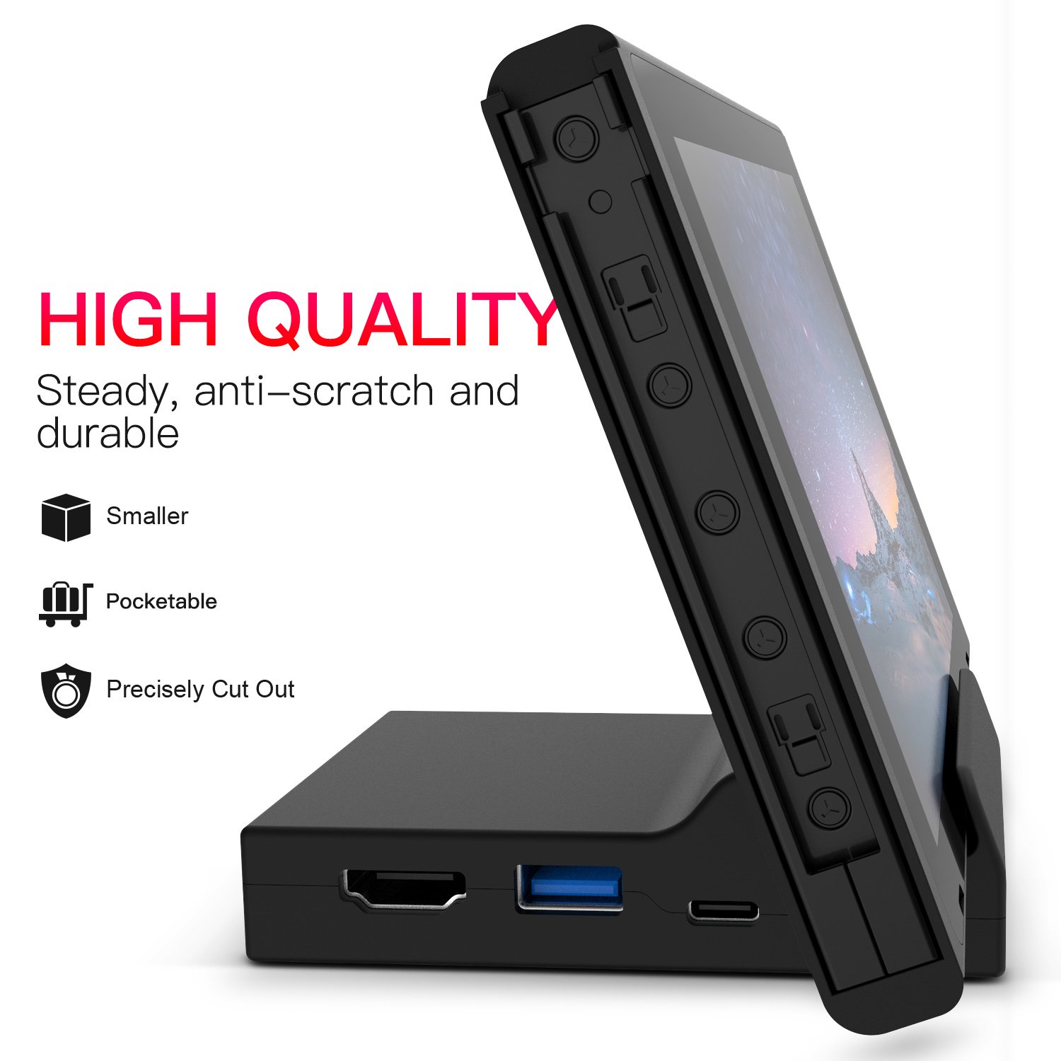 BASSTOP Portable Dock Replacement Case for Nintendo Switch (Only The case, You Have to DIY with The Circuit Board chip from The Original Dock