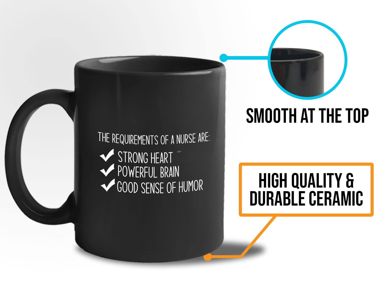 Bubble Hugs Nurse Coffee Mug 11oz Black - The Requirements - Labor Clinical Certified Nursing Assistant Surgical Emergency Oncology Practitioner