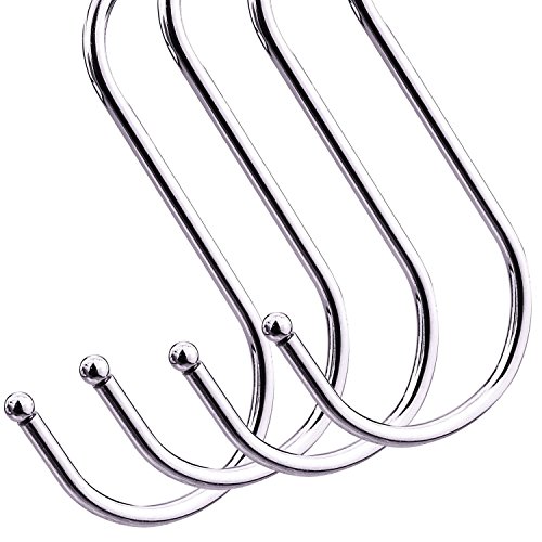 WKTRSM 20 Pack 3 Inches S Shaped Hooks Heavy-Duty Stainless Steel Metal Hangers Hanging Hooks Pan Pot Holder Rack Hooks for Kitchenware Pots Utensils Clothes Bags Towels Plants