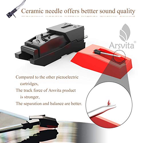 Arsvita Record Player Cartridge,Diamond Stylus Needles Replacement for Turntable, LP,Phono/Phonograph(2 Pack)