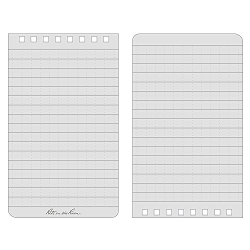Rite in the Rain All-Weather Top-Spiral Notebook, 3" x 5", Gray Cover, Universal Pattern, 3 Pack (No. 835-3), Grey