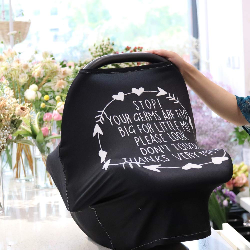 Baby Car Seat Canopy Nursing Cover - All-in-1 Multi Use Nursing Covers - Carseat Canopy - Breastfeeding Scarf - Stroller Covers - Shopping Cart (Black?