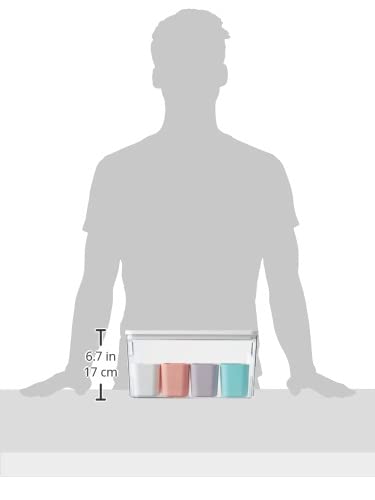 Rosanna Pansino x iDesign Recycled Plastic Kitchen Storage Bins, Includes 1 Large Bin with Lid and 4 Small Bins, Multicolored Bins/Marshmallow Lid, 6” x 12” x 6”
