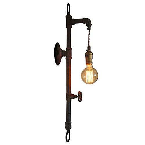 BAYCHEER Industrial Retro Steel Pipe Water Pipe Wall Lamp Wall Sconce Wall Light Valve Antique Wallmount Loft Lamp use E26 Light Bulb Socket for Indoor Restaurant Barn, Black