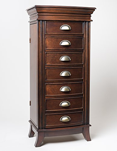 Hives and Honey Alexa Jewelry Armoire, Large, WALNUT & Earring Tray Inserts (4 Pack) Jewelry Storage, Sand (9006-905)