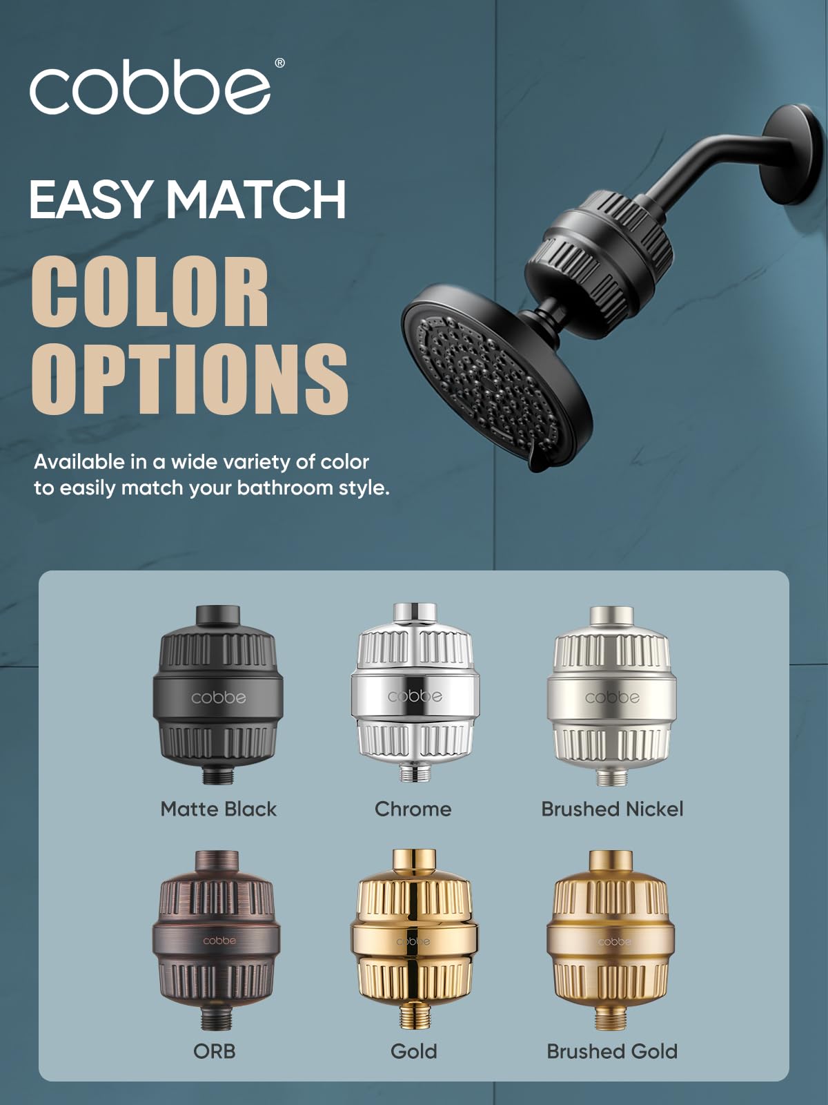 Cobbe HD HEAVY DUTY High Output Shower Filter β 99% REMOVAL Shower Head Filter for Hard Water, Heavy Metals, Chlorine and Harmful Substance, Improve your skin and hair - Black