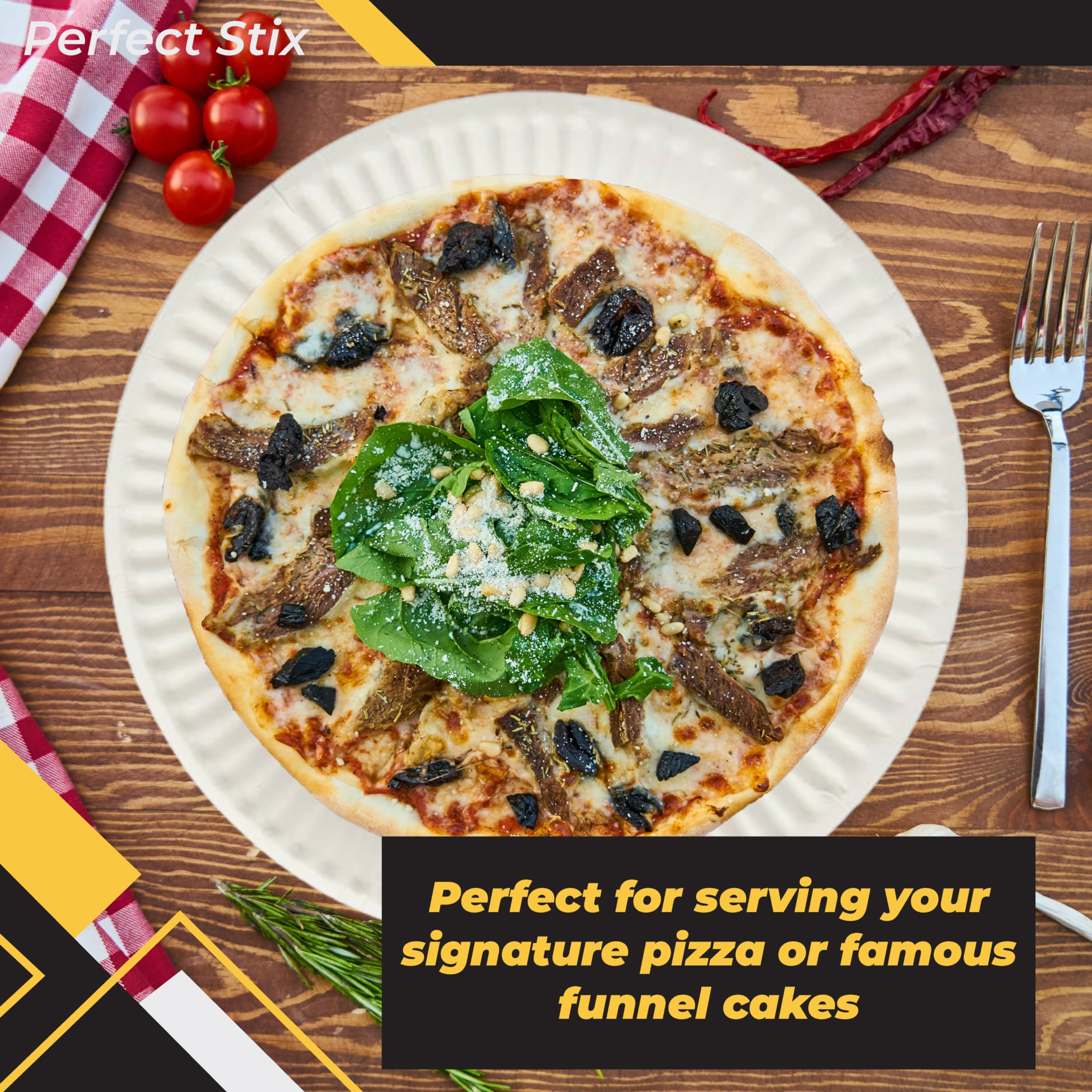 Perfect Stix 9" Uncoated Paper Plates- White, Pack of 200