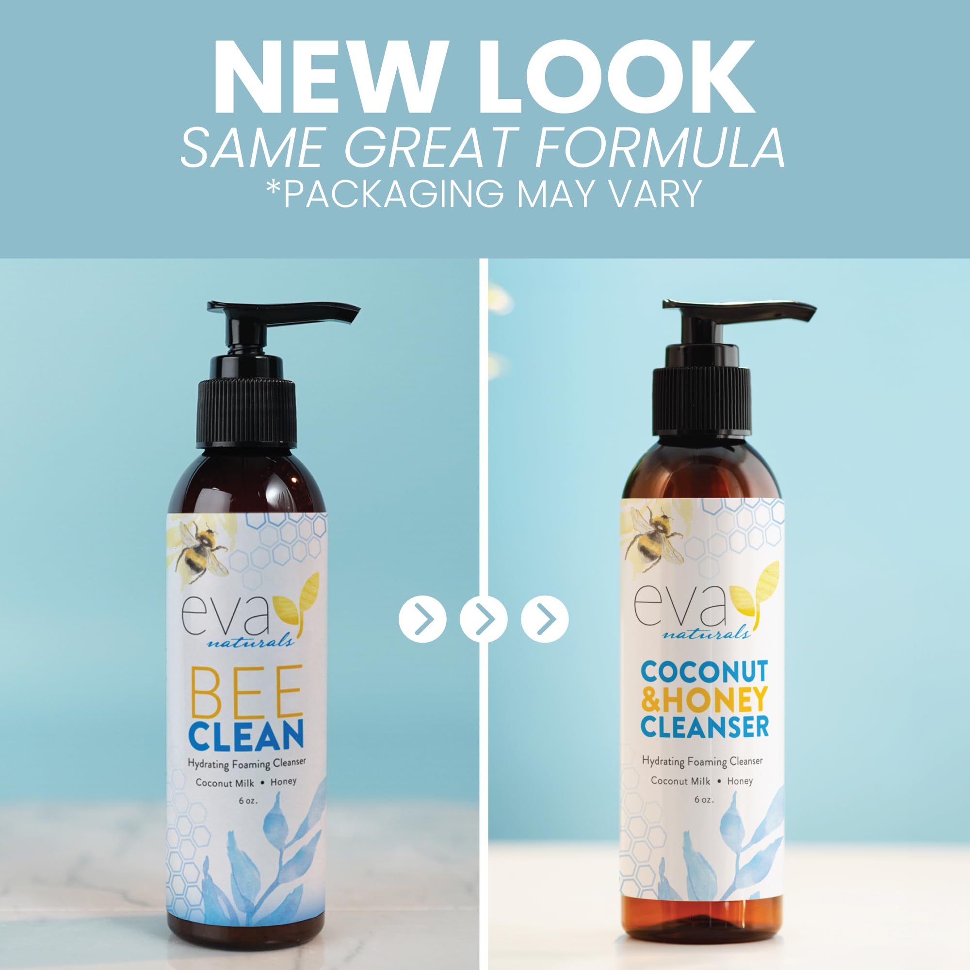 Eva Naturals Coconut & Honey Cleanser Hydrating Foaming Cleanser - Moisturizing, Non-Stripping Daily Acne Face Wash For All Skin Types - 6 Fl Oz
