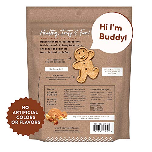 Buddy Biscuits, Soft & Chewy Treats for Small & Large Dog, Made in USA Peanut Butter Flavor - 6 oz, 4 Pack