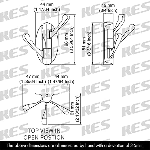 KES Solid Metal Swivel Hook Heavy Duty Folding Swing Arm Triple Coat Hook with Multi Three Foldable Arms Towel/Clothes Hanger for Bathroom Kitchen Garage Wall Mounted Brushed Nickel, A5060-2