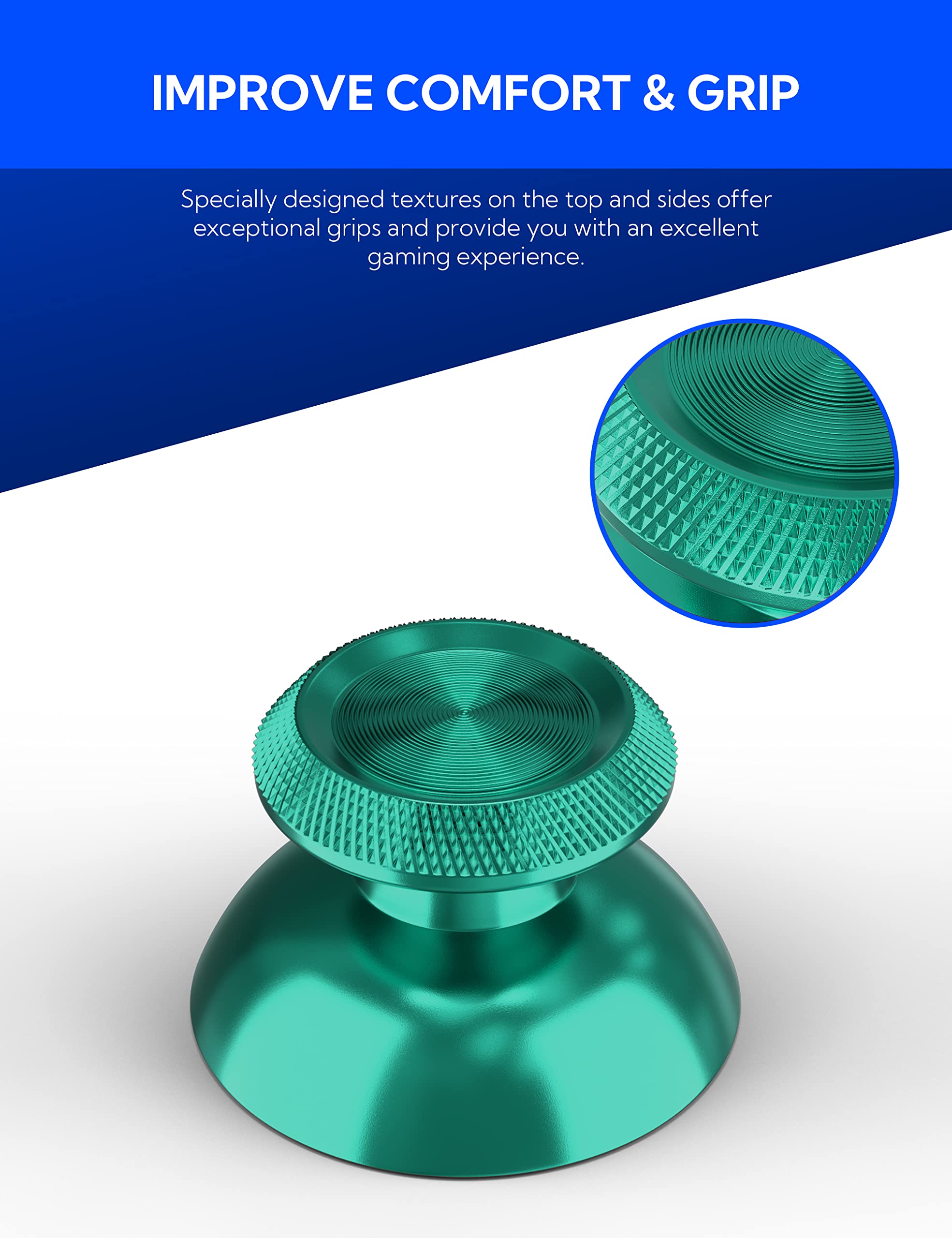 Avericht Metal Thumbsticks for PS5 Controller, Aluminum JoyStick Replacement Kit for Dualsense Controller (Metal Green)