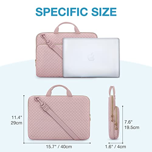 BAGSMART Protective Sleeve case Compatible with MacBook Pro 16 Inch,15.6 inch, HP,Dell,Acer Aspire,Asus Notebook,Laptop with Shoulder Strap,Pocket,Handle,Pink