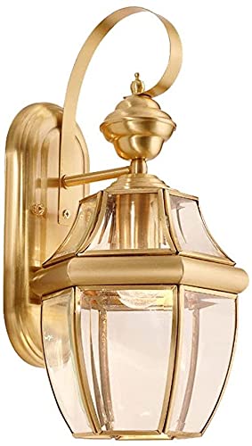 WANIYA1 American All-Copper Wall Lamp European Style Outdoor Waterproof Glass Wall Sconce Lighting Fixture Home Lighting Garage Porch Garden Wall Lights