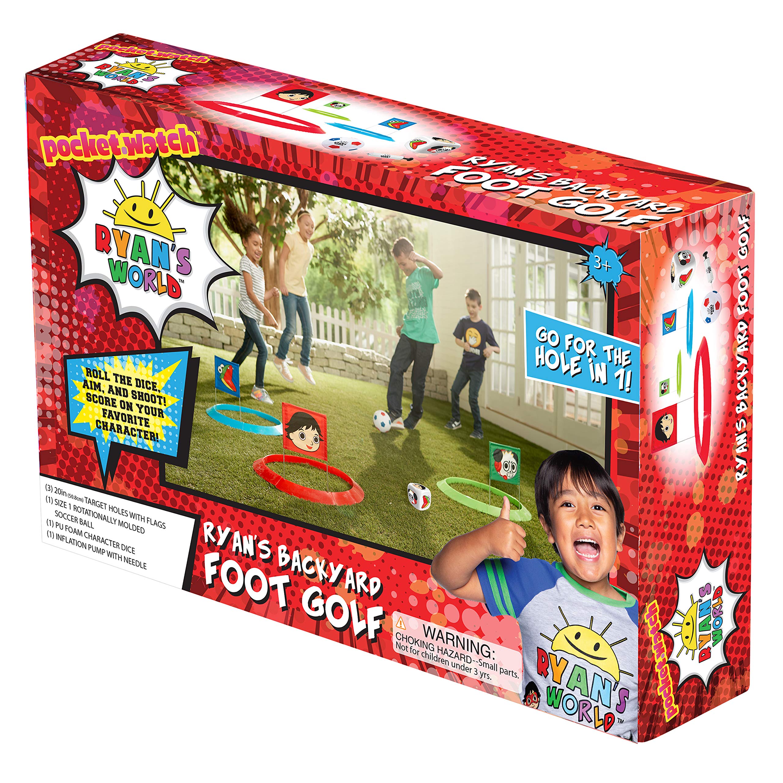 Franklin Sports Ryan's World Kids Soccer Golf Set with 1 Soccer Ball & 3 Targets with Flags - 20" Targets